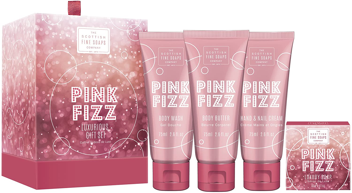 Scottish Fine Soaps Pink Fizz Drum Gift Set - thefragrancecounter.co.uk
