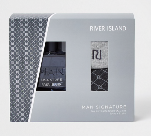 River Island Man Signature 100ml Eau De Toilette Gift Set with socks ...