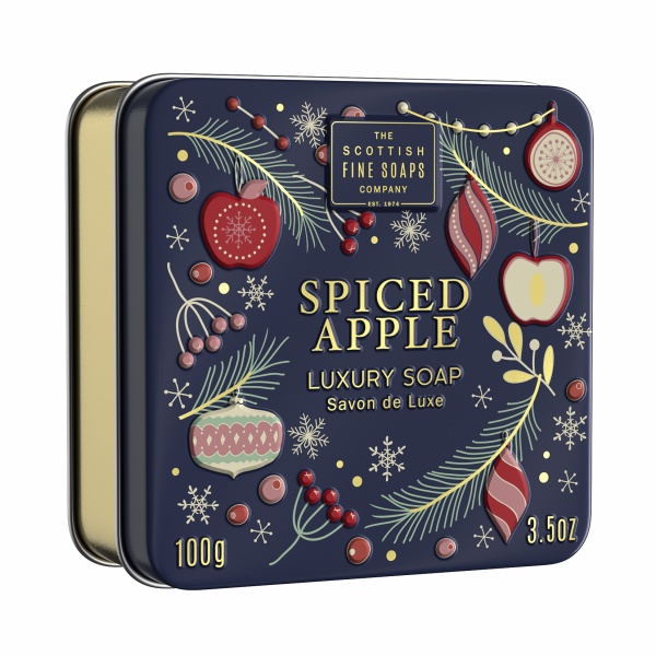 Scottish Fine Soaps Spiced Apple Baubles Soap in a Tin 100g ...